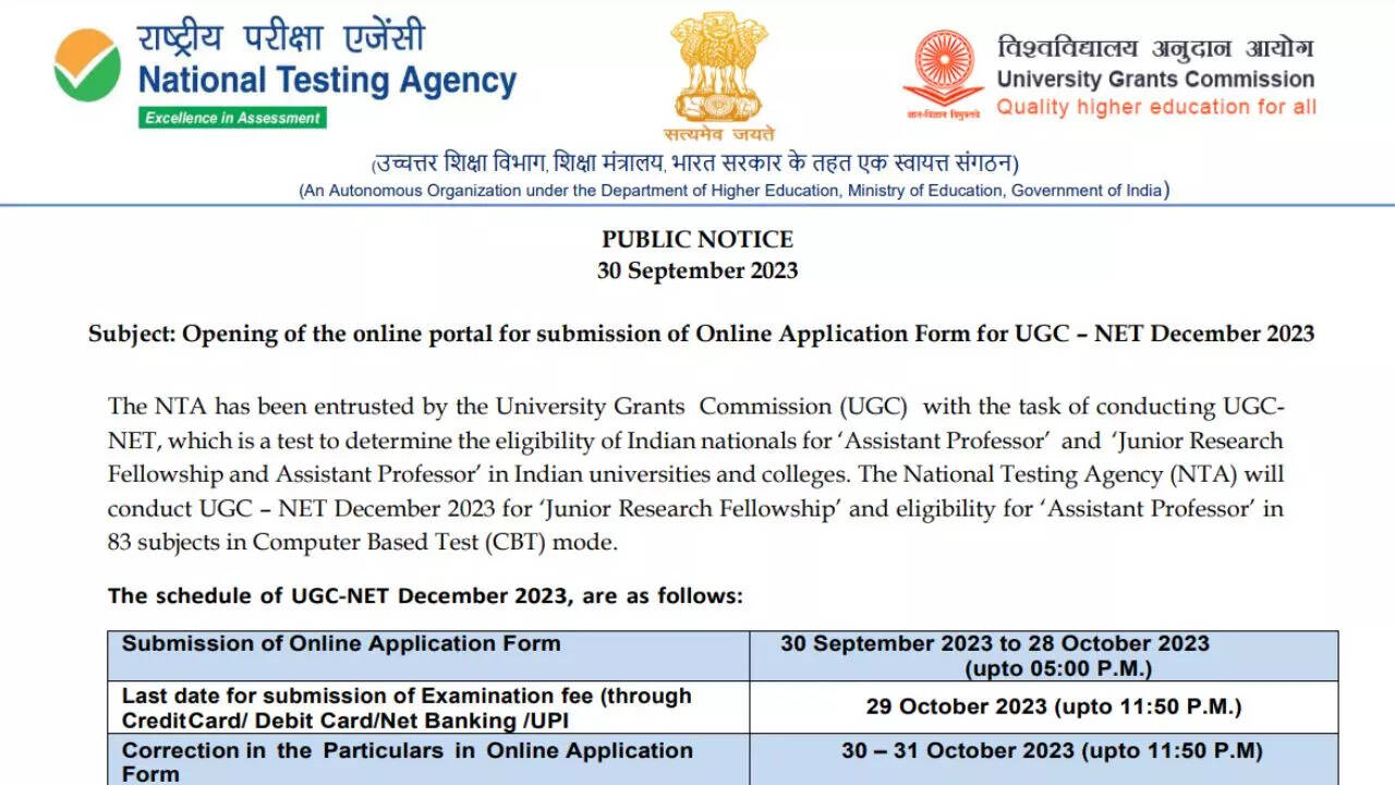 National Testing Agency has Released the UGC NET December 2023 ...