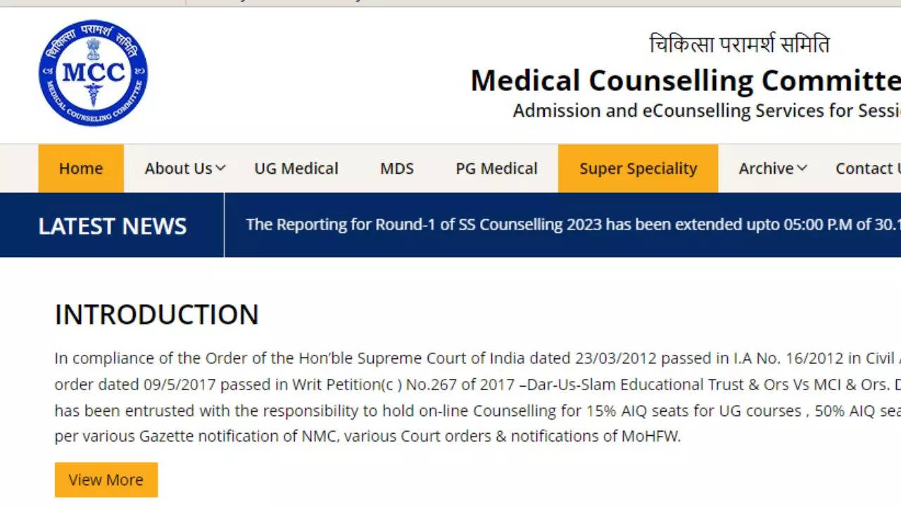 NEET SS Counselling Schedule 2023: released at mcc.nic.in download NEET ...
