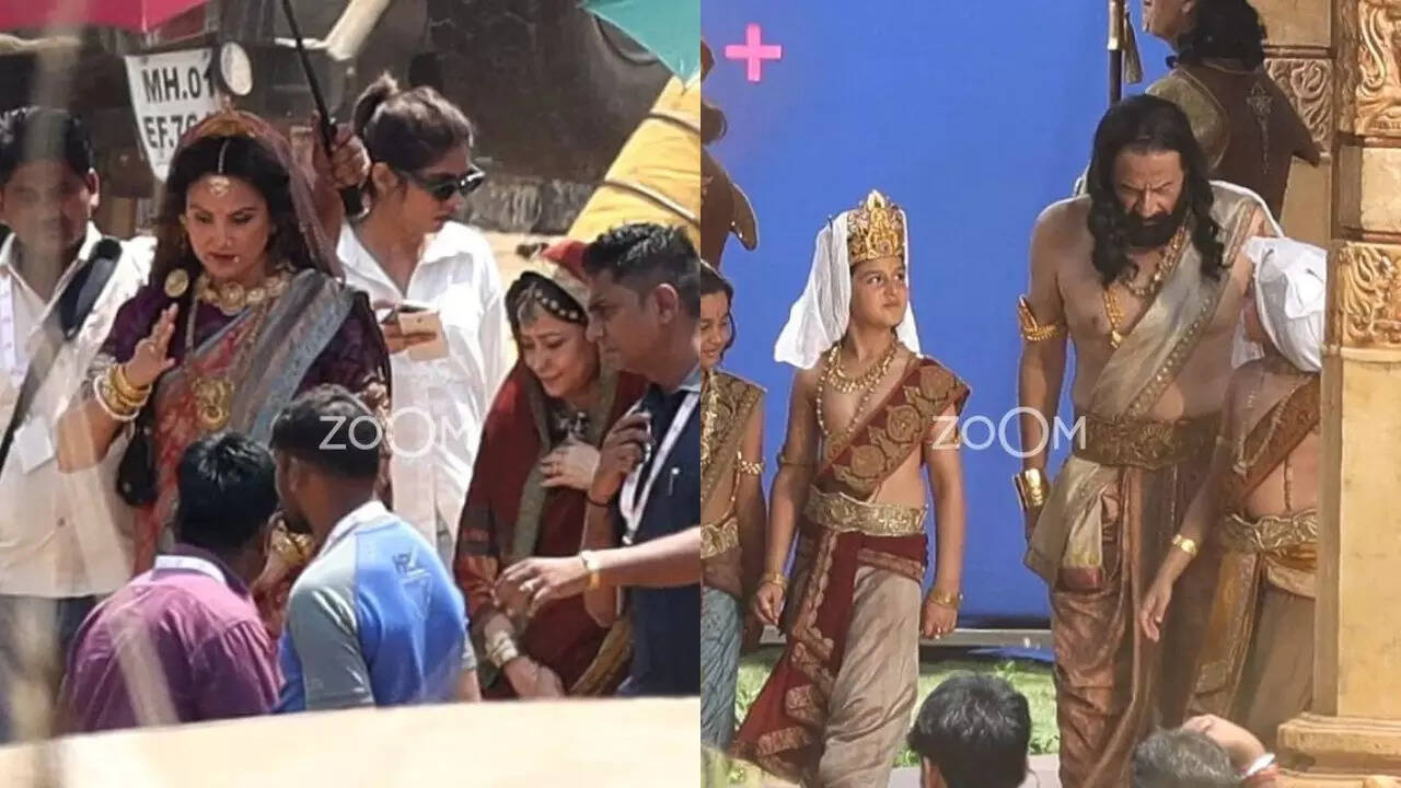 Ramayana से लीक हुआ Lara Dutta और Arun Govil का लुक, यहां देखें सेट से ...