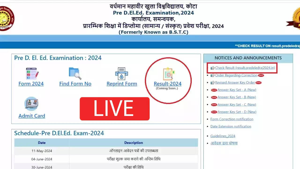 Rajasthan BSTC Pre Deled 2024 Result Declared, Sarkari Result ...