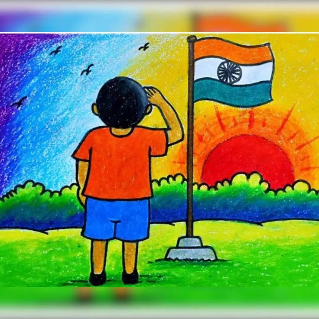 Independence Day Drawing Easy and Beautiful Idea for School Kids ...