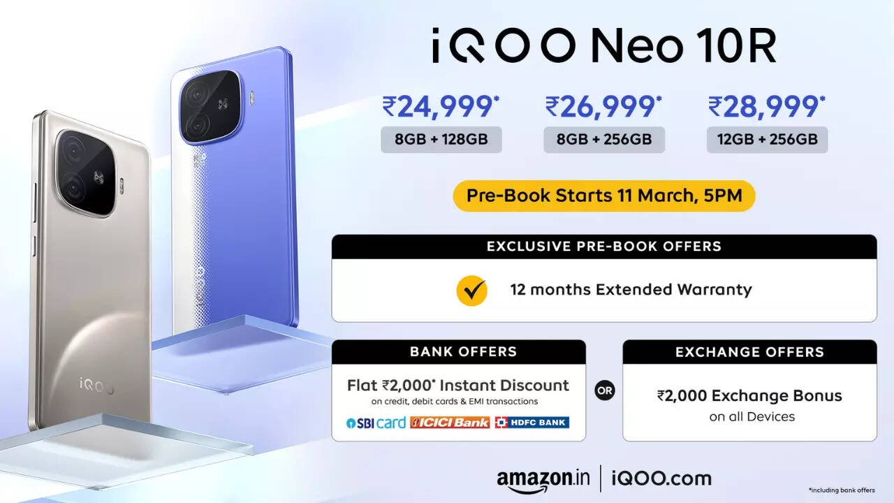 iQOO Neo 10R Launched in India with With 6400mAh Battery know Price features Specifications