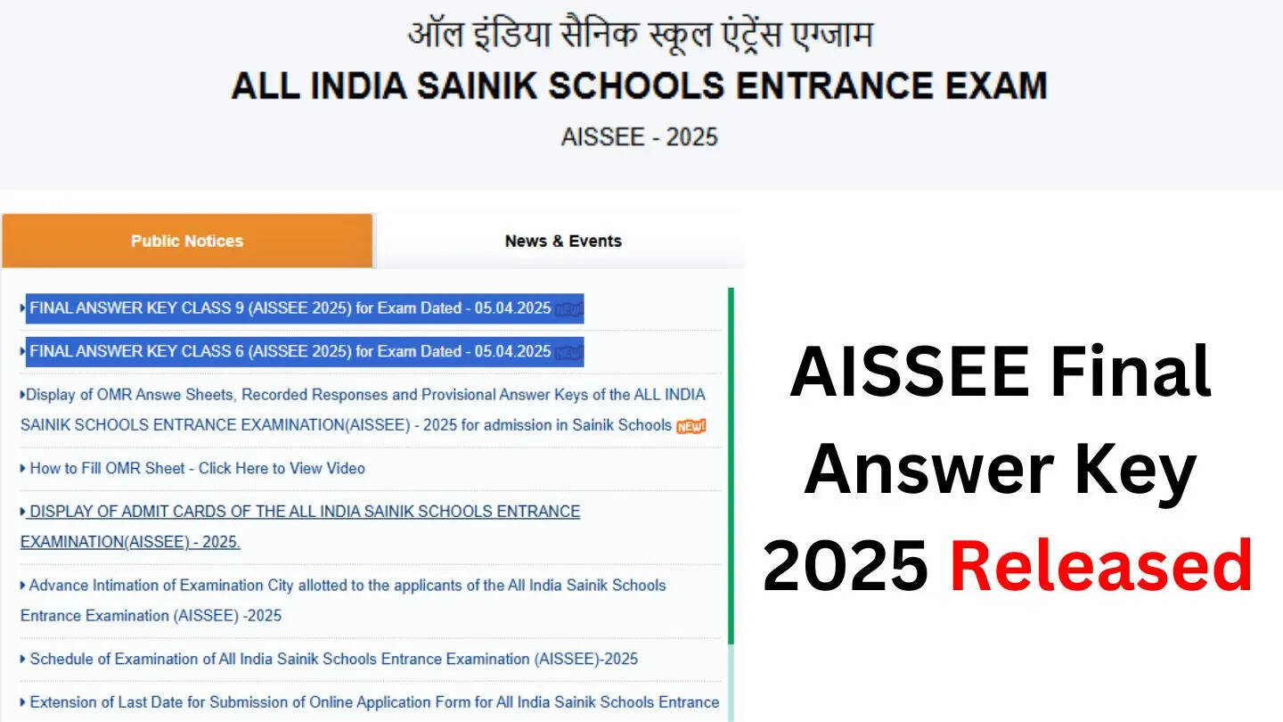 AISSEE Final Answer Key 2025 Released at exams.nta.ac.in Check here ...