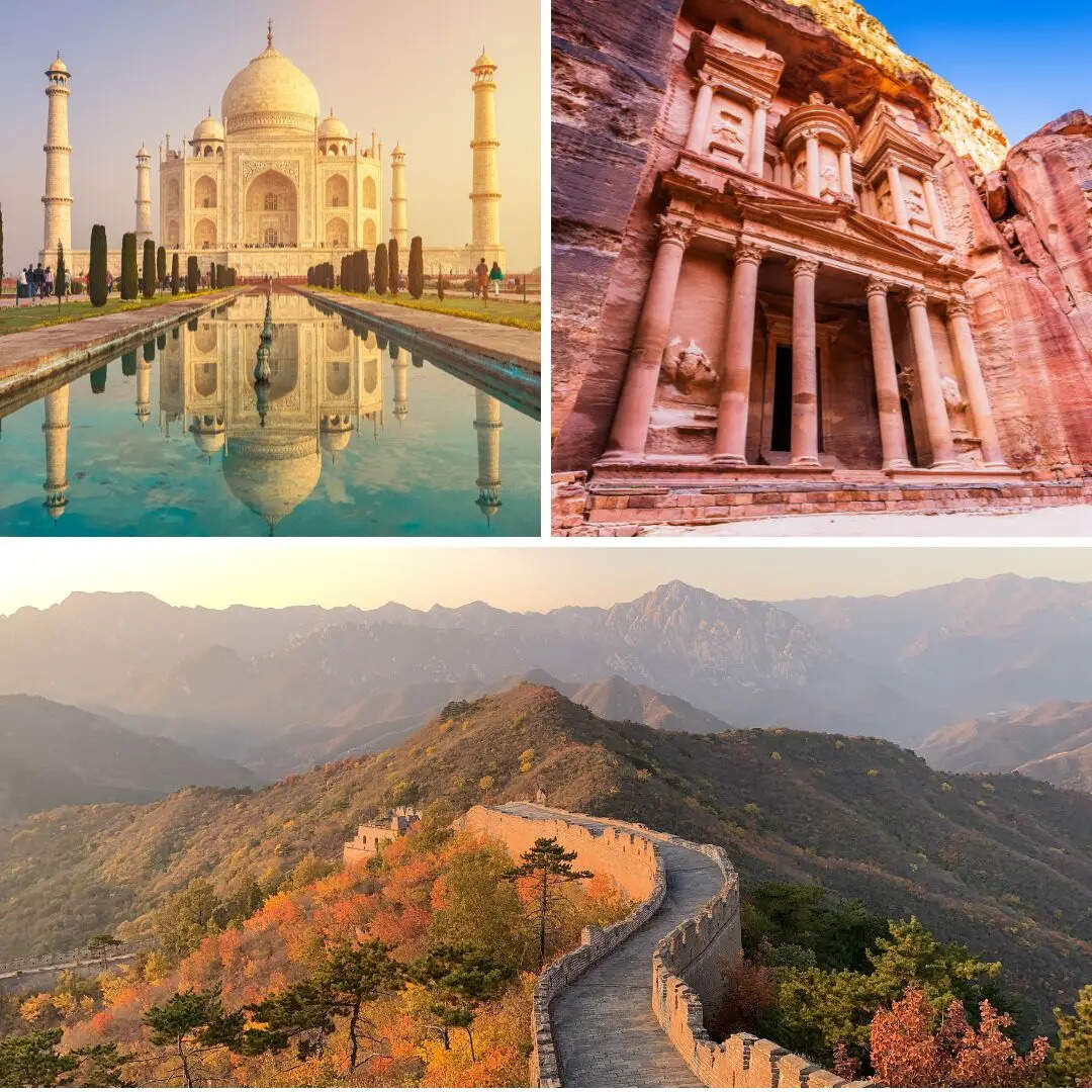 seven wonders of the world with name and images machu picchu taj mahal ...