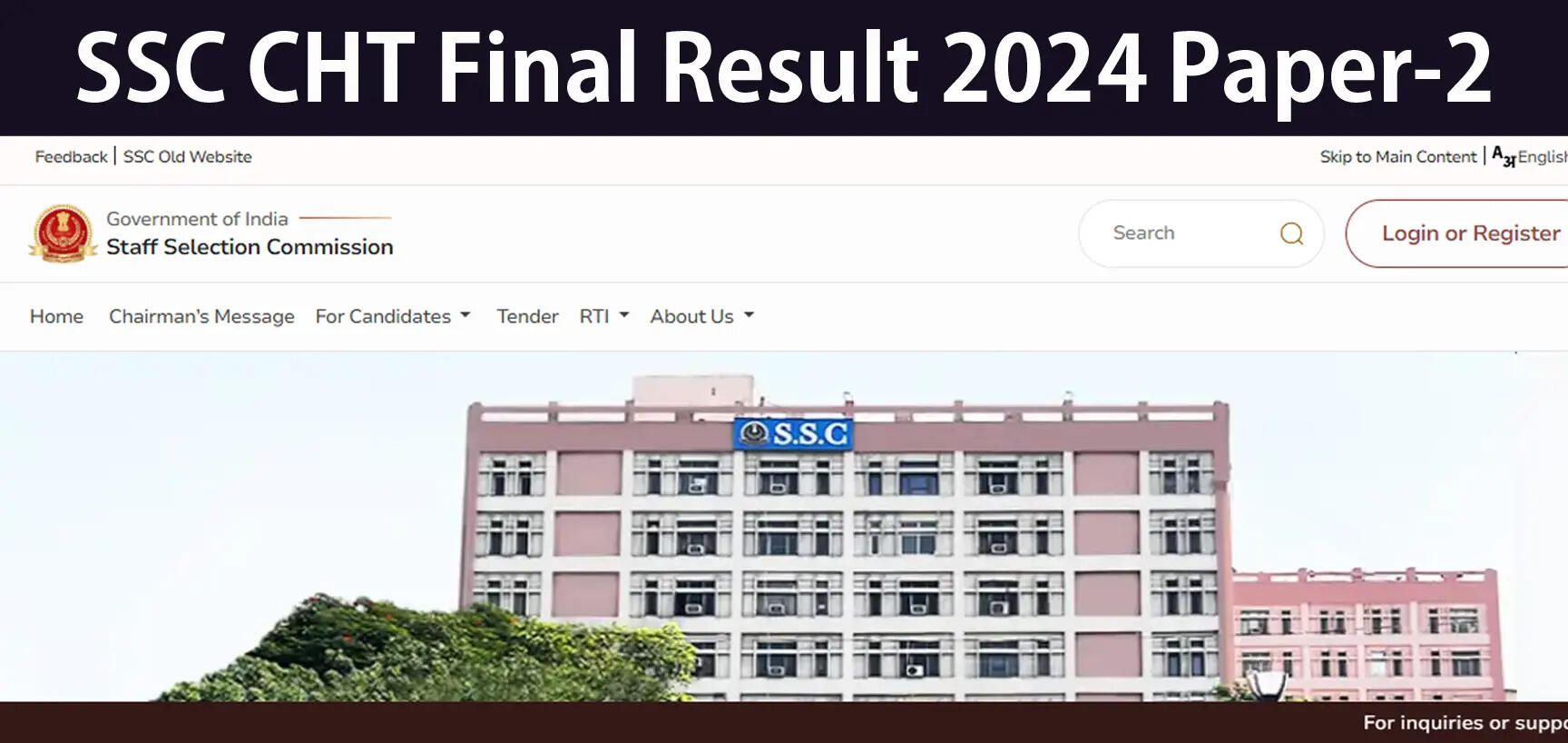 SSC cht final result 2024 paper 2 marks released at ssc.gov.in check ...