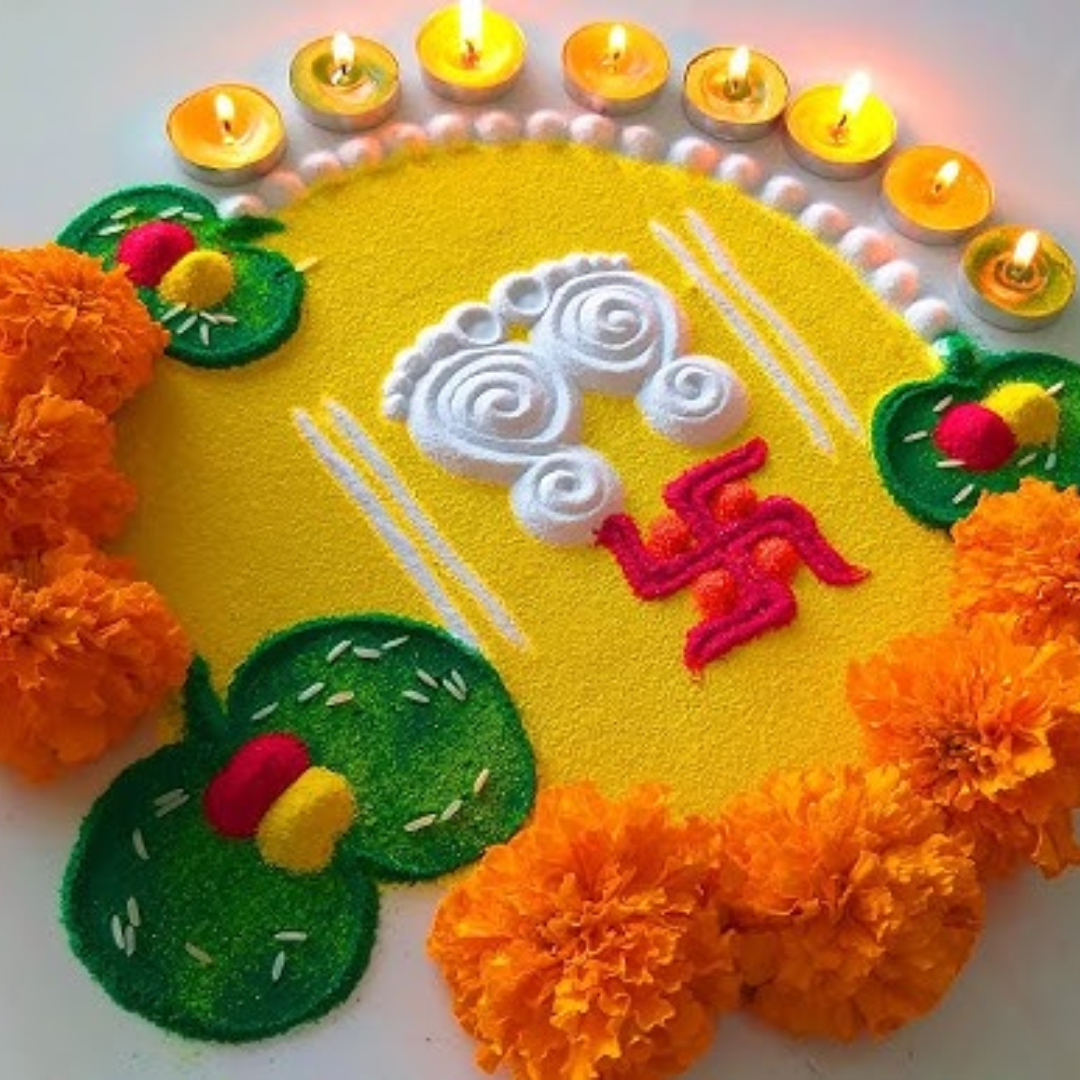 Dussehra Simple Rangoli Design for Door 2025: Check Louts Flower Simple ...