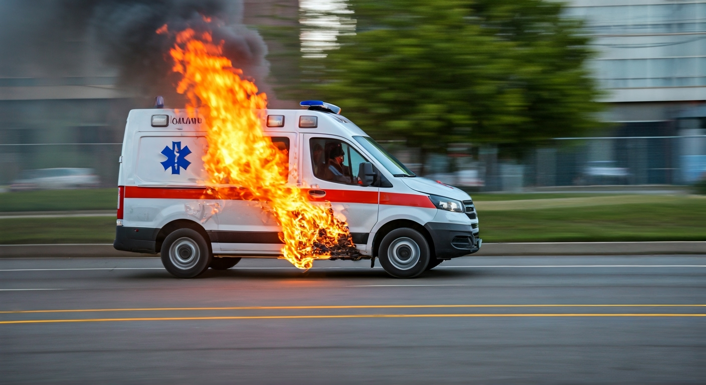 Ambulance Catches Fire on Gorakhpur-Kushinagar Four-Lane, Panic After ...
