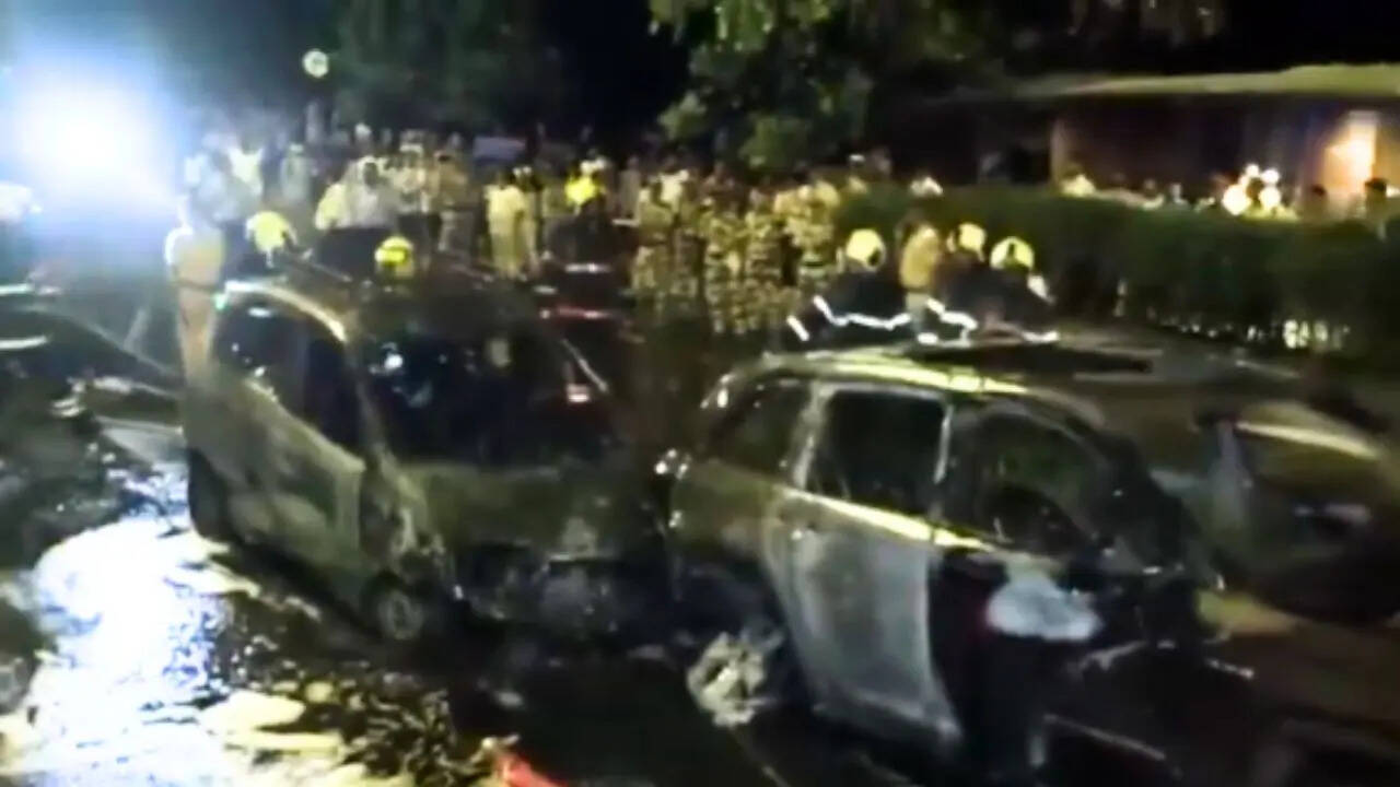 Two Vehicles Catch Fire After Collision Near Air India Junction in ...