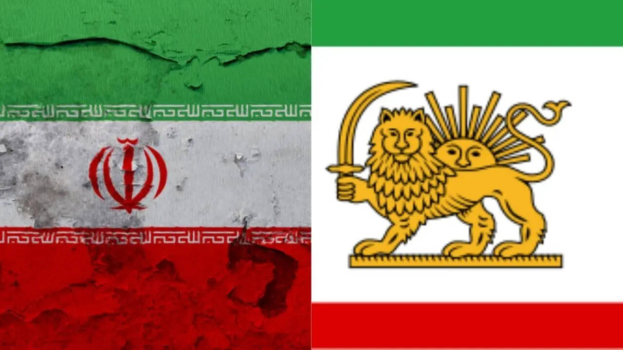 Iran Ka Purana Jhanda, शेर और सूरज के निशान वाला ईरान का पुराना झंडा,