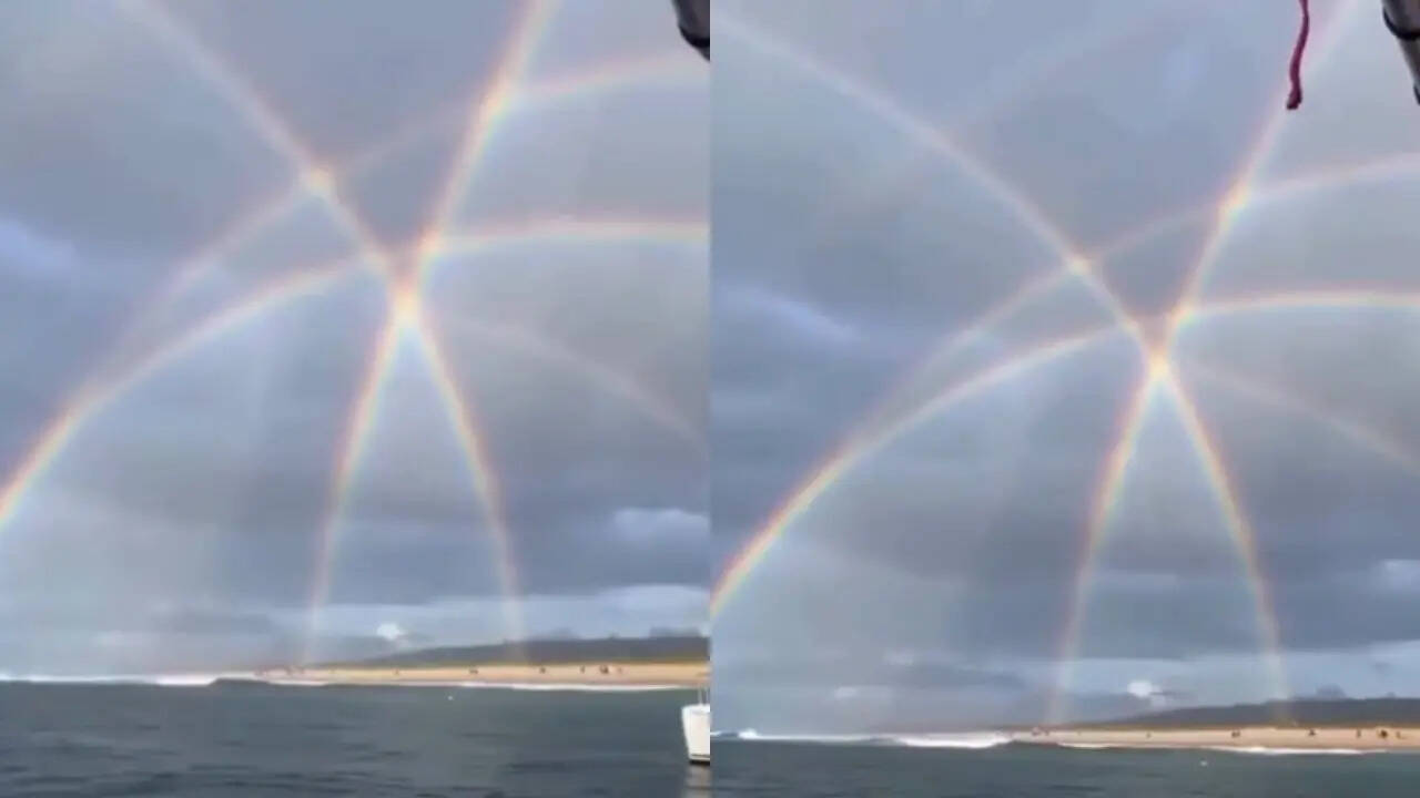 rare multiple rainbow phenomenon indonesia viral video एक साथ दिखे कई ...