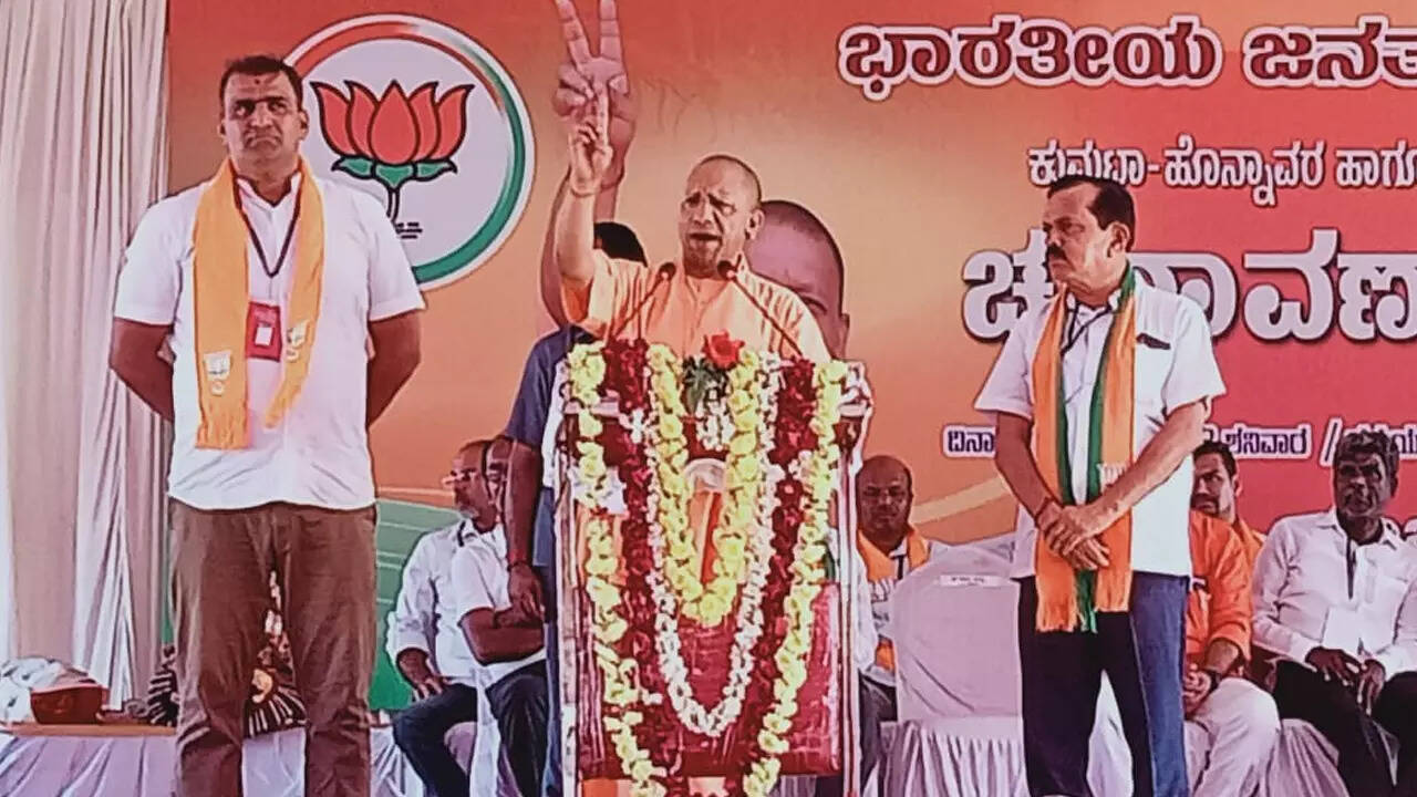 karnataka election 2023 cm yogi adityanath says banning bajrang dal means playing with hindu ...