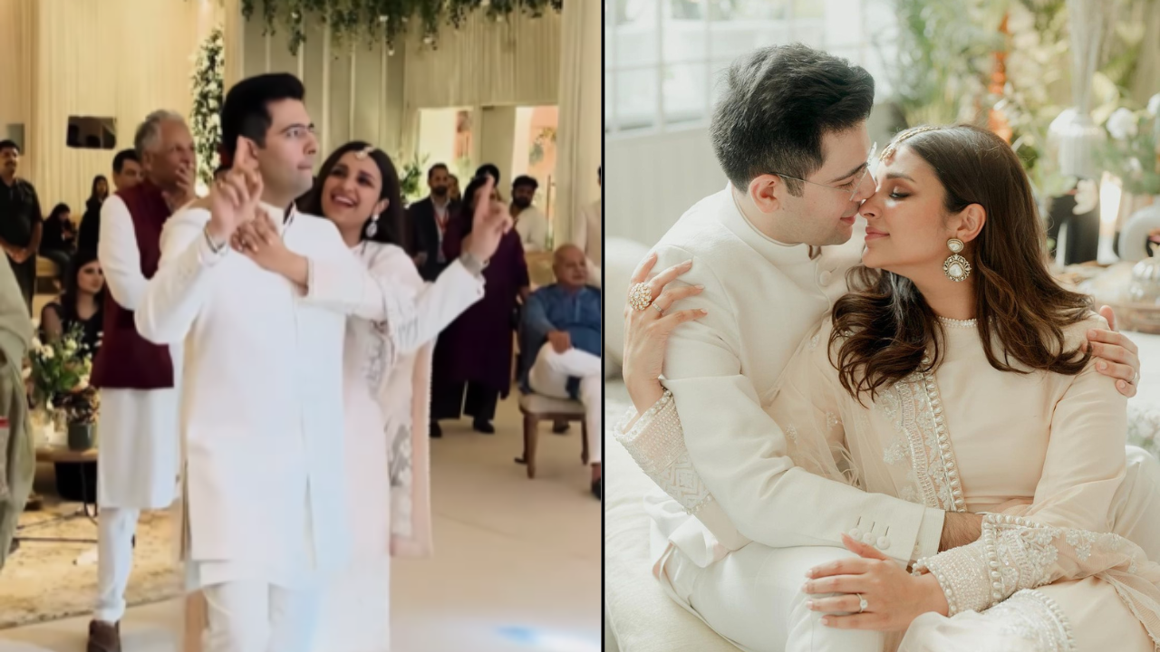 raghav chadha and parineeti chopra performs bhangra at engagement watch video, entertainment ...