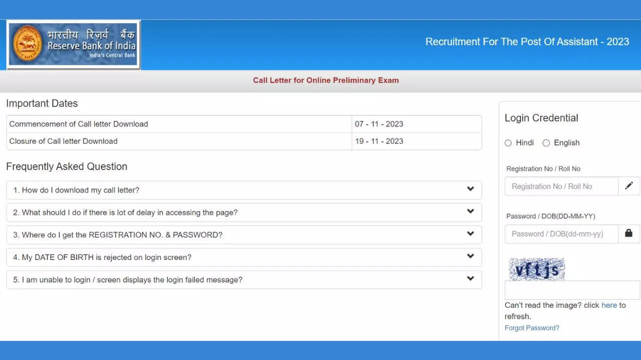 RBI Assistant Prelims Admit Card 2023 Download Link available at ibpsonline.ibps.in check here ...