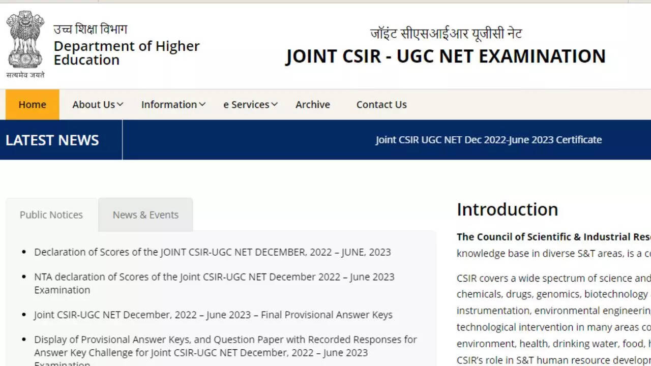 CSIR UGC NET Answer Key 2023 Released at csir.nta.nic.in check here csir ugc net result - CSIR ...