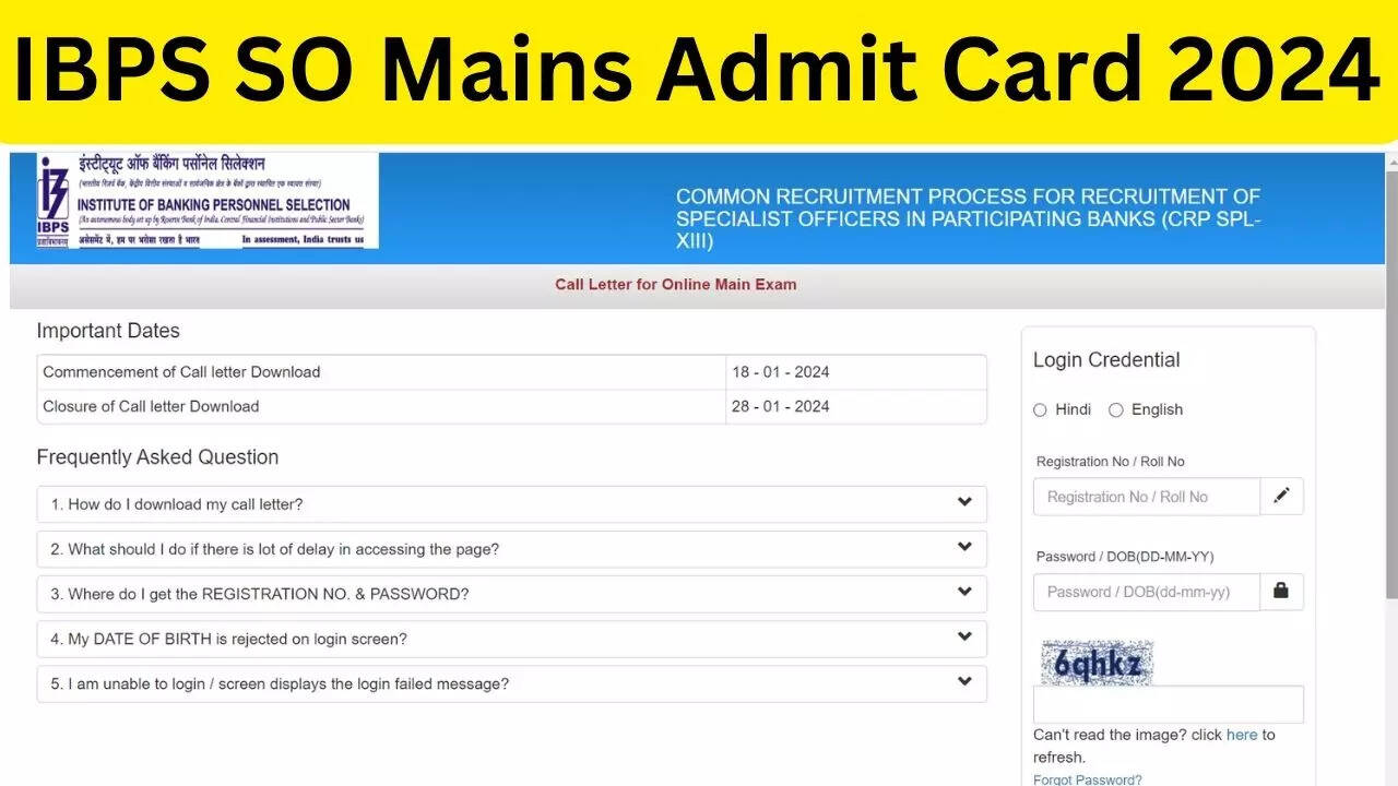 ibps so mains admit card 2024 released at ibpsonline.ibps.in exam to be held on 28 january ...