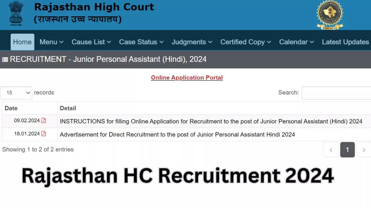 Rajasthan High Court JPA Recruitment 2024 Begins today at hcraj.nic.in | Times Now Navbharat