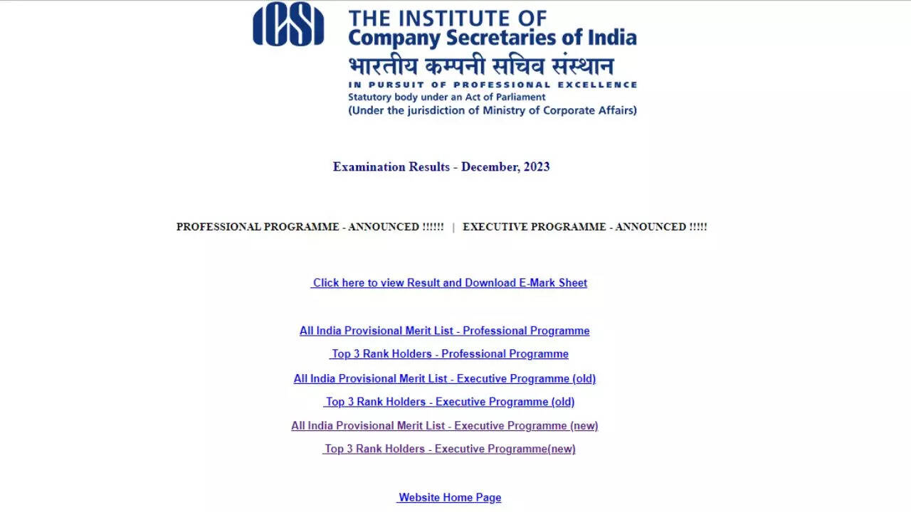 ICSI CS Dec Result 2023: ICSI CS Executive Result declared today at icsi.edu. Check Toppers List ...
