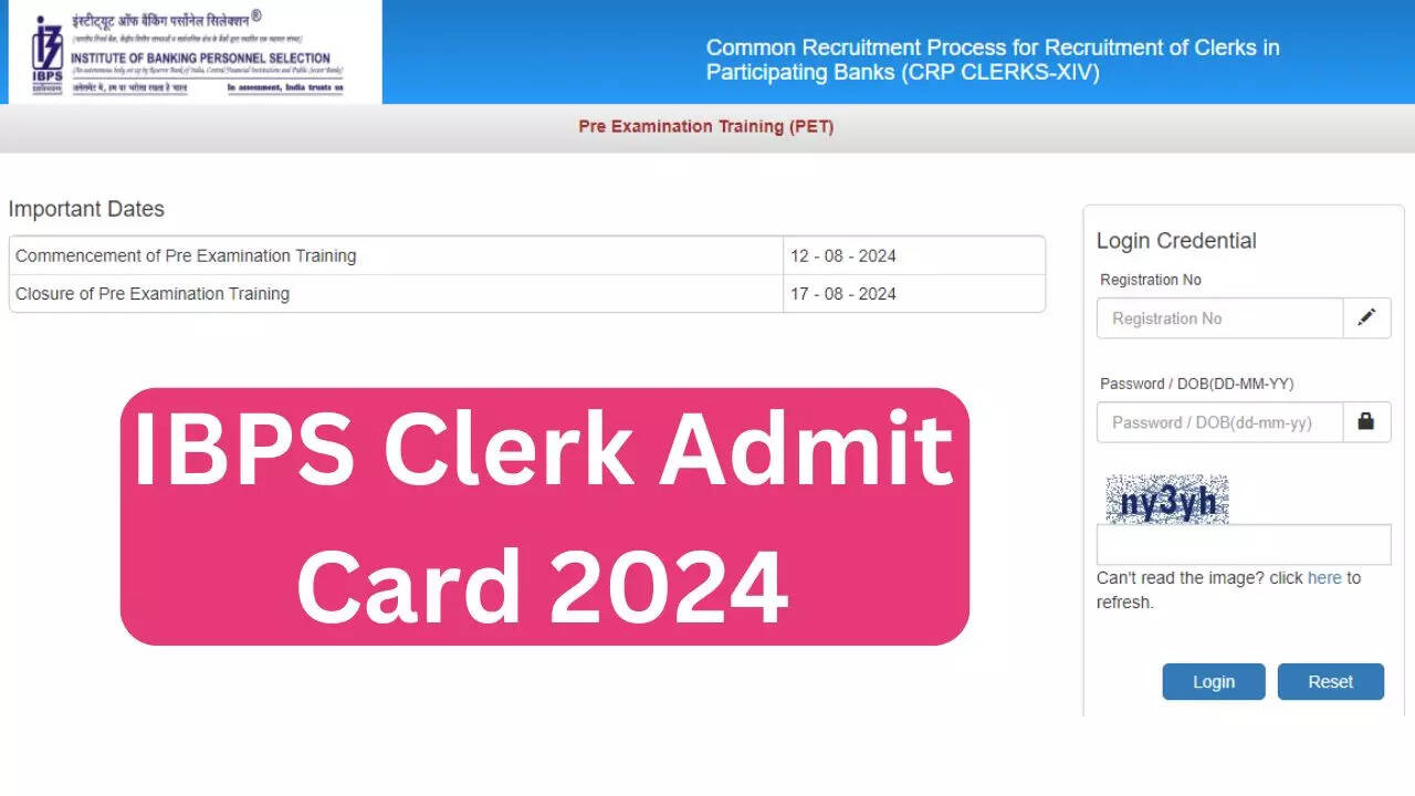 IBPS Clerk Exam 2024 PET Admit Card released at ibps.in check here IBPS Clerk Exam Date 2024 ...