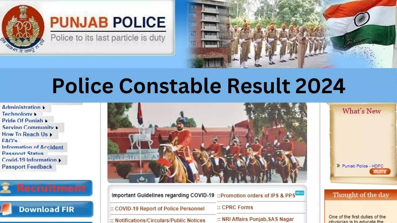 Punjab Police Constable Result, Cut Off, Merit List 2024 Release soon on punjabpolice.gov.in ...