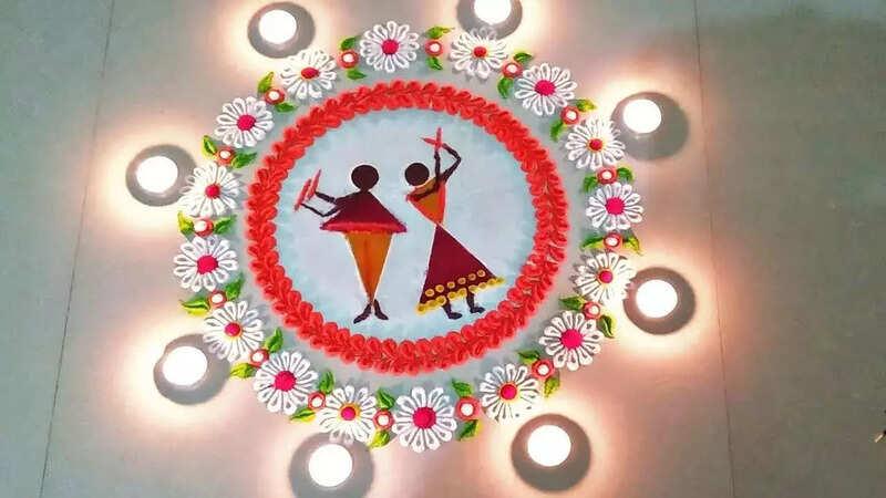 Navratri Ki Rangoli (नवरात्र की रंगोली डिजाइन): Shardiya Navratri ...
