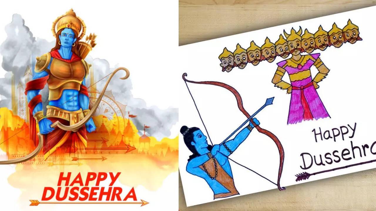 Dussehra Drawing For Kids Students 2024 Vijayadashmi Dussehra Ravan ...
