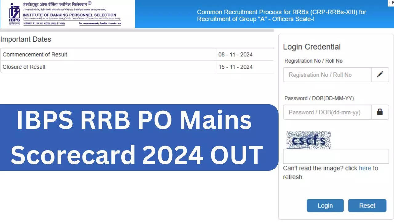 IBPS RRB PO Mains Scorecard 2024 Download Link Active at ibps.in check here Direct Link | Times ...