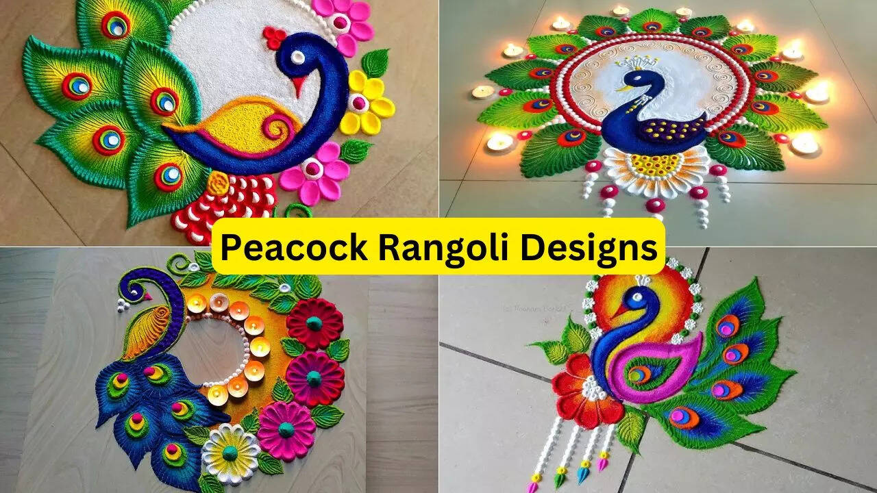 Peacock Rangoli Designs (मोर रंगोली डिजाइन फोटो): Easy Rangoli Designs ...