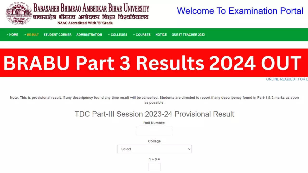 BRABU Part 3 Results 2024 OUT: Babasaheb Bhimrao Ambedkar Bihar University, BRABU, released the ...