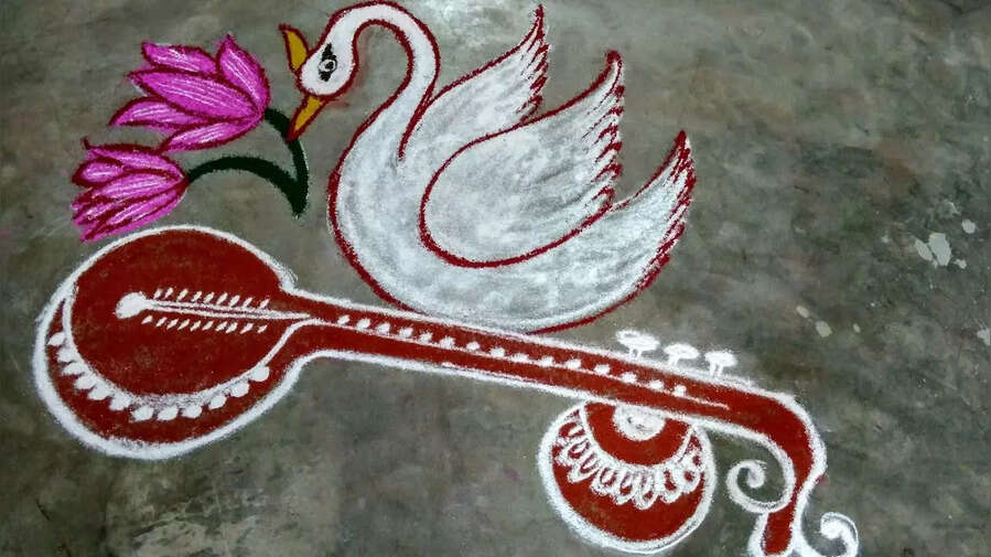 Basant Panchami 2025, Simple Rangoli Design: बसंत पंचमी की सुबह मां ...