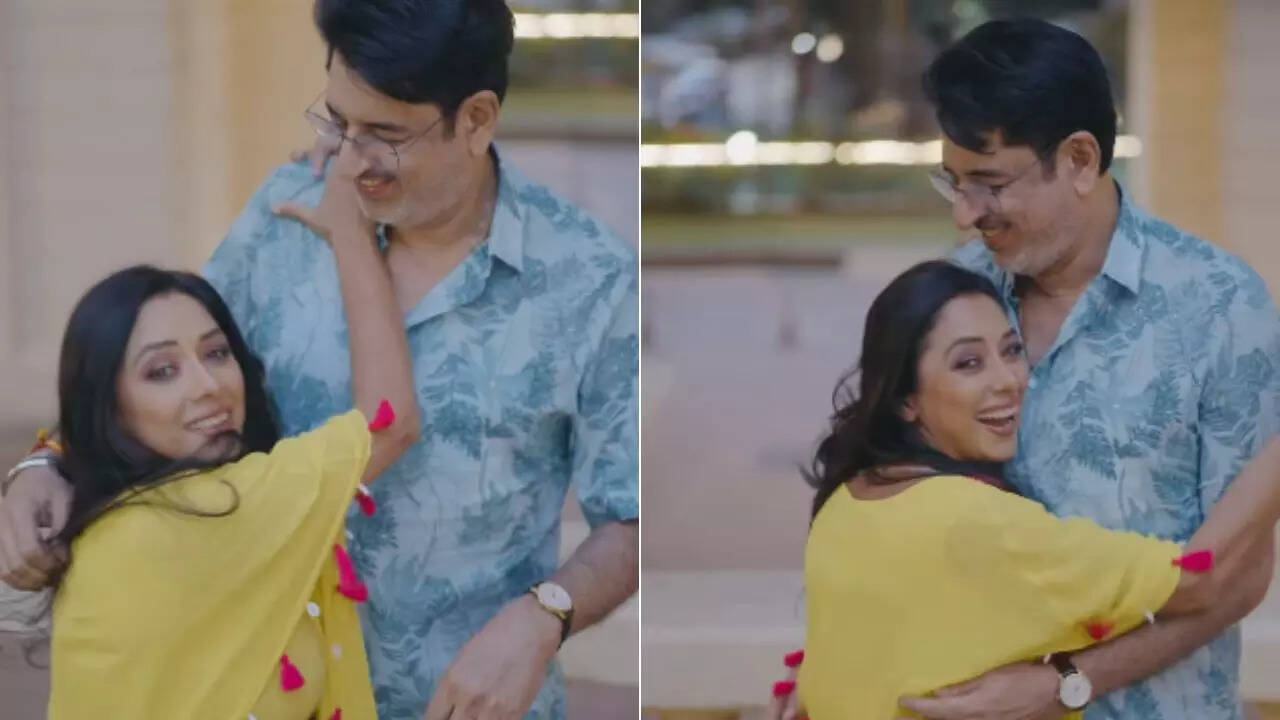 Rupali Ganguly Try To Climb On Ashwin K Verma Shoulder Showers Love On Him On Anniversary ...