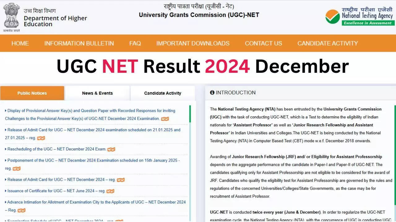 UGC NET December Result 2024 Official Website is ugcnet.nta.ac.in Know how far the process of ...