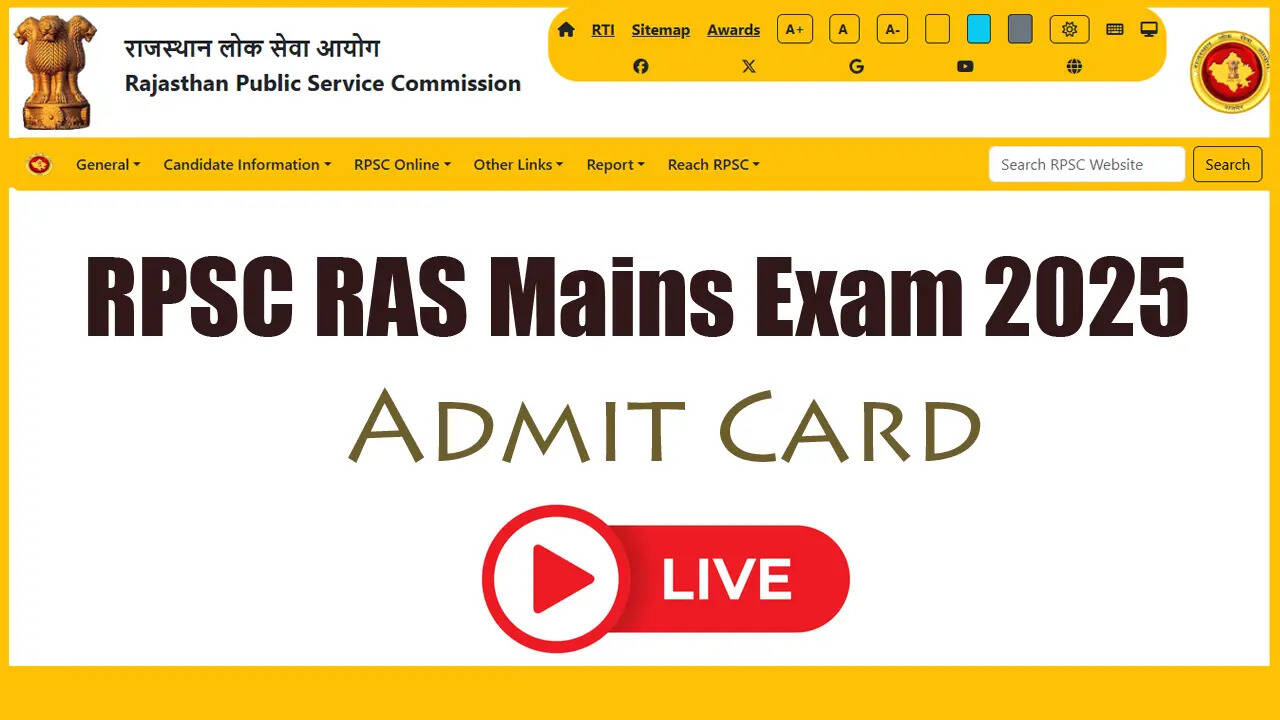 RPSC Mains admit card 2025 live updates: rpsc released ras mains admit ...