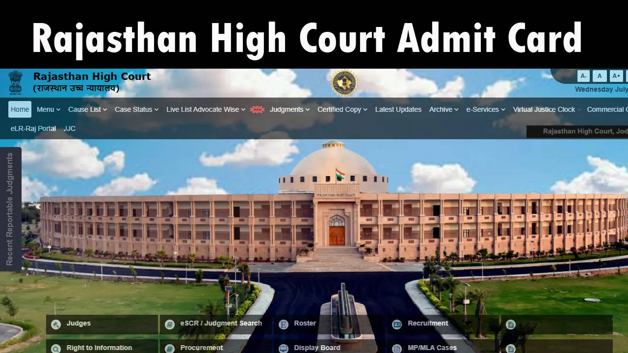Rajasthan High Court Admit Card 2025 Released at hcraj.nic.in, Download Prelims Exam Admit Card ...