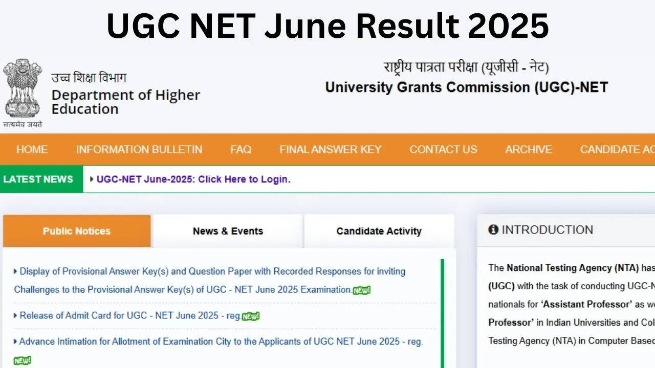 UGC NET JUNE Result 2025 Released: ugcnet.nta.ac.in Check UGC Net Result, Score Card, Marks ...