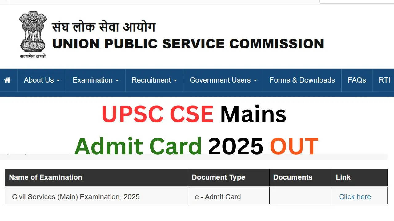 यूपीएससी मेंस परीक्षा का एडमिट कार्ड - upsc cse mains admit card 2025 released at upsc.gov.in ...