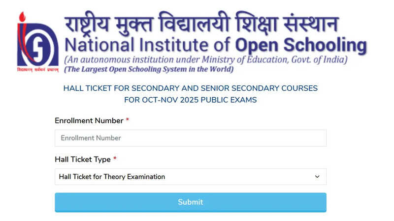 NIOS Hall Ticket 2025 released at sdmis.nios.ac.in download link here ...