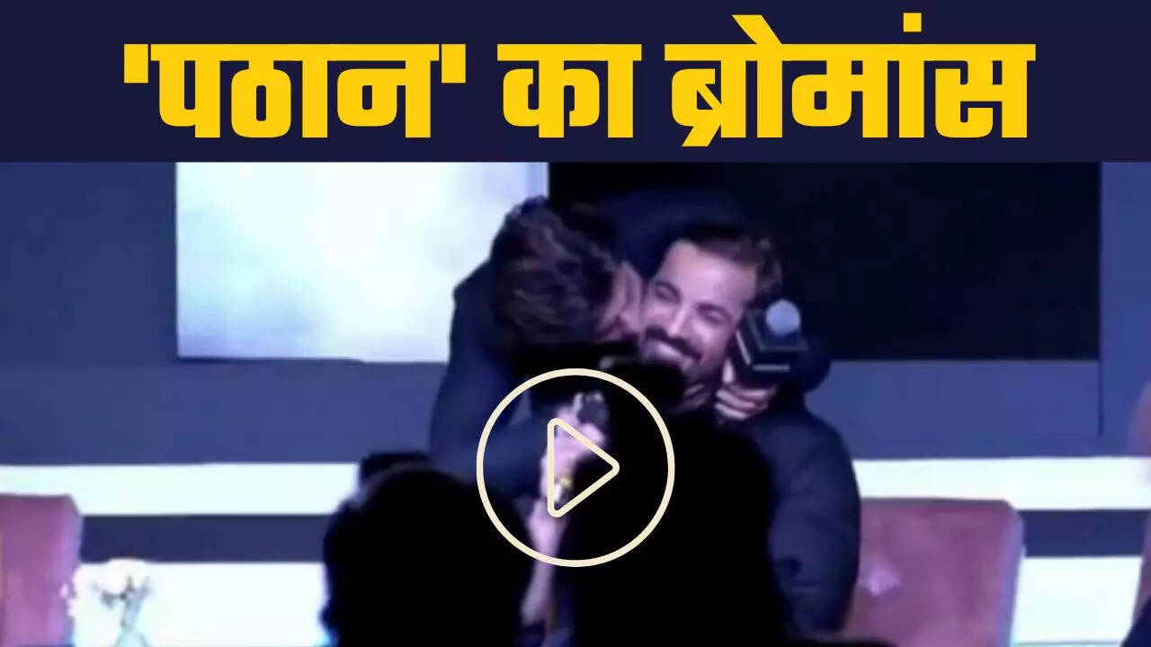 Pathaan Bromance: When Bollywood Actor Shah Rukh Khan plants kiss on John Abraham's cheek, Watch ...