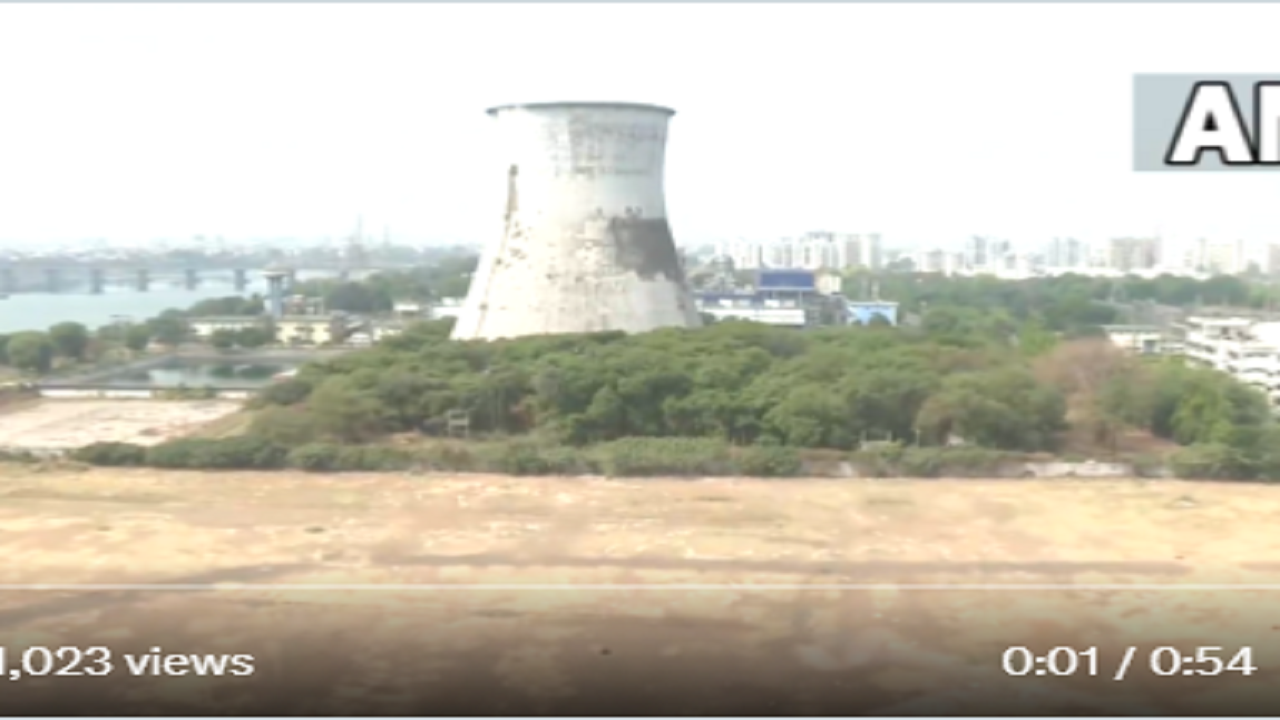 Gujarat An old cooling tower of Utran Power House in Surat demolished ...